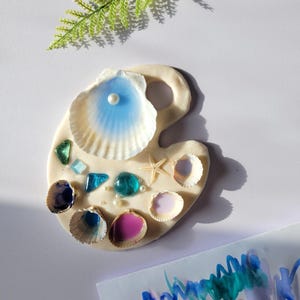Seashell Paint Palette, Mermaid Art Tray for Watercolors, Sea Glass ...