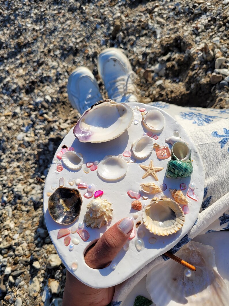 Seashell Watercolor Palette, Mermaid Art Mixing Tray, Ocean Theme ...