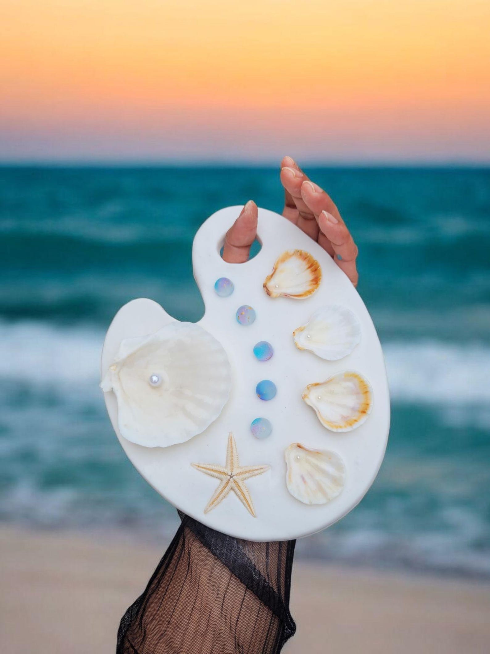 Seashell Paint Palette for Watercolor, Mermaid Art Palette, Mosaic ...