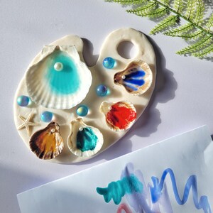 Seashell Paint Palette for Watercolor, Mermaid Art Palette, Mosaic ...