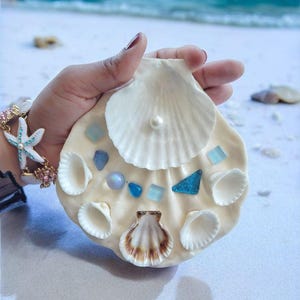 Seashell Paint Palette, Mermaid Art Tray, Mosaic Polymer Clay Palette ...