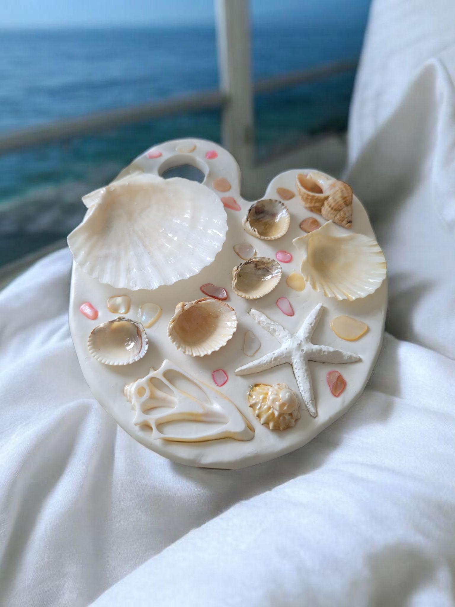 Handmade Seashell Paint Palette | Mermaid Artist Mixing Tray, Mosaic ...