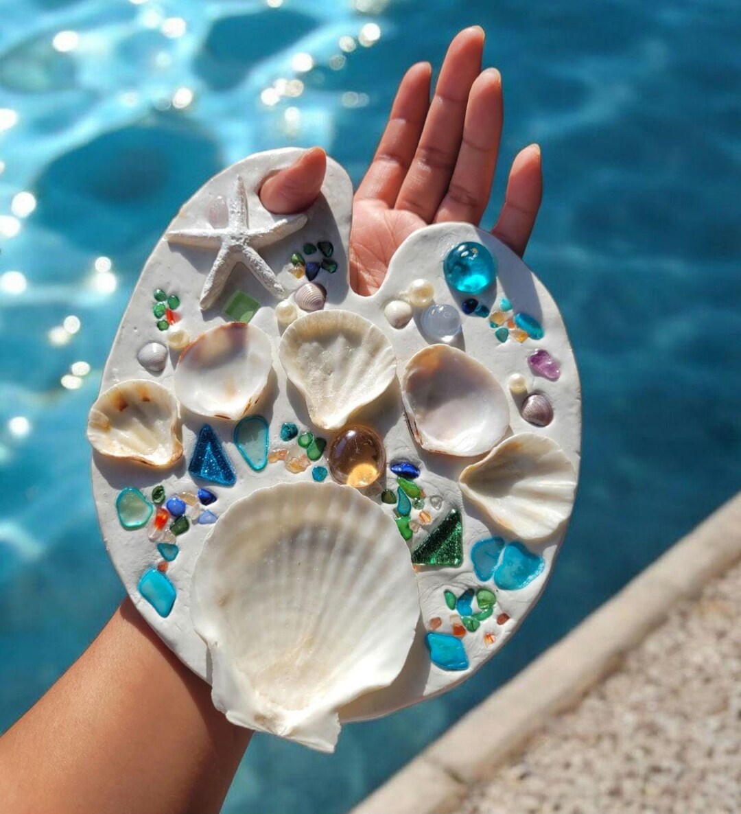 Seashell Paint Palette for Watercolor, Mermaid Art Tray, Sea Glass ...