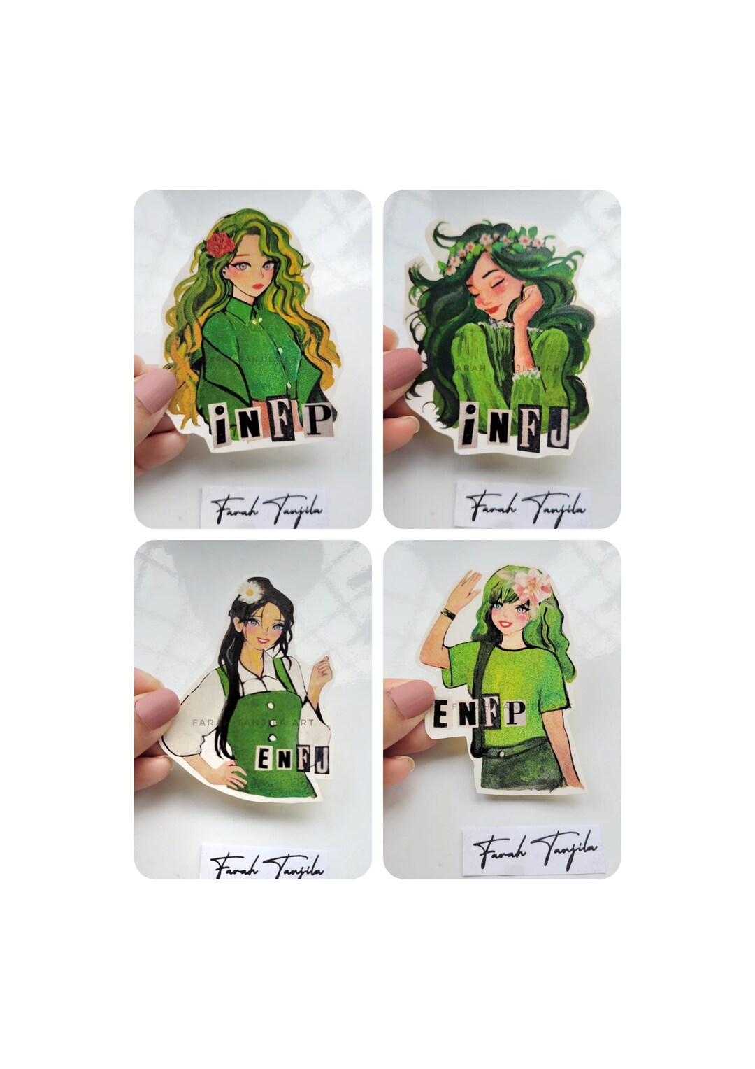 Mbti Stickers Vinyl Holographic Anime Glossy Decal for Scrapbook Decor ...