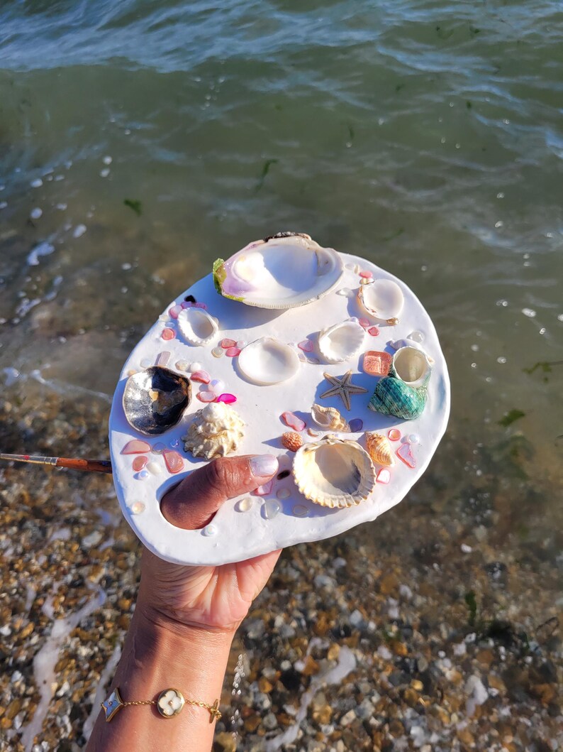 Seashell Watercolor Palette, Mermaid Art Mixing Tray, Ocean Theme ...