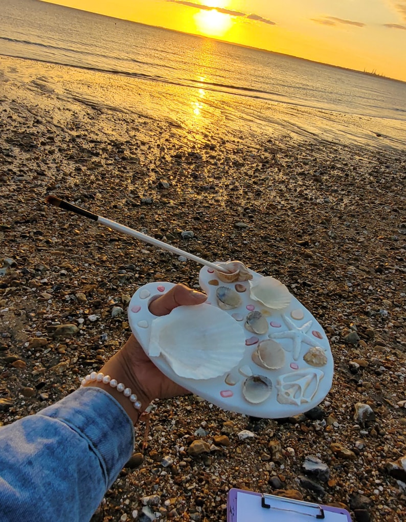Handmade Seashell Paint Palette | Mermaid Artist Mixing Tray, Mosaic ...