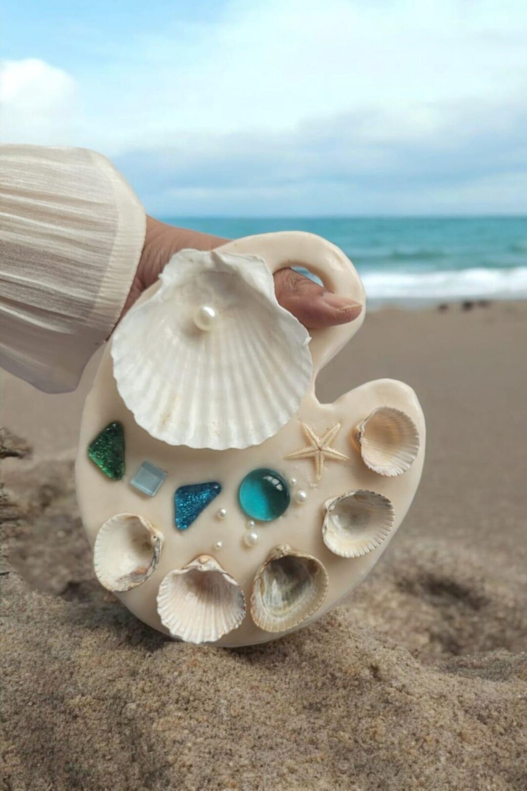 Seashell Paint Palette, Mermaid Art Tray for Watercolors, Sea Glass ...