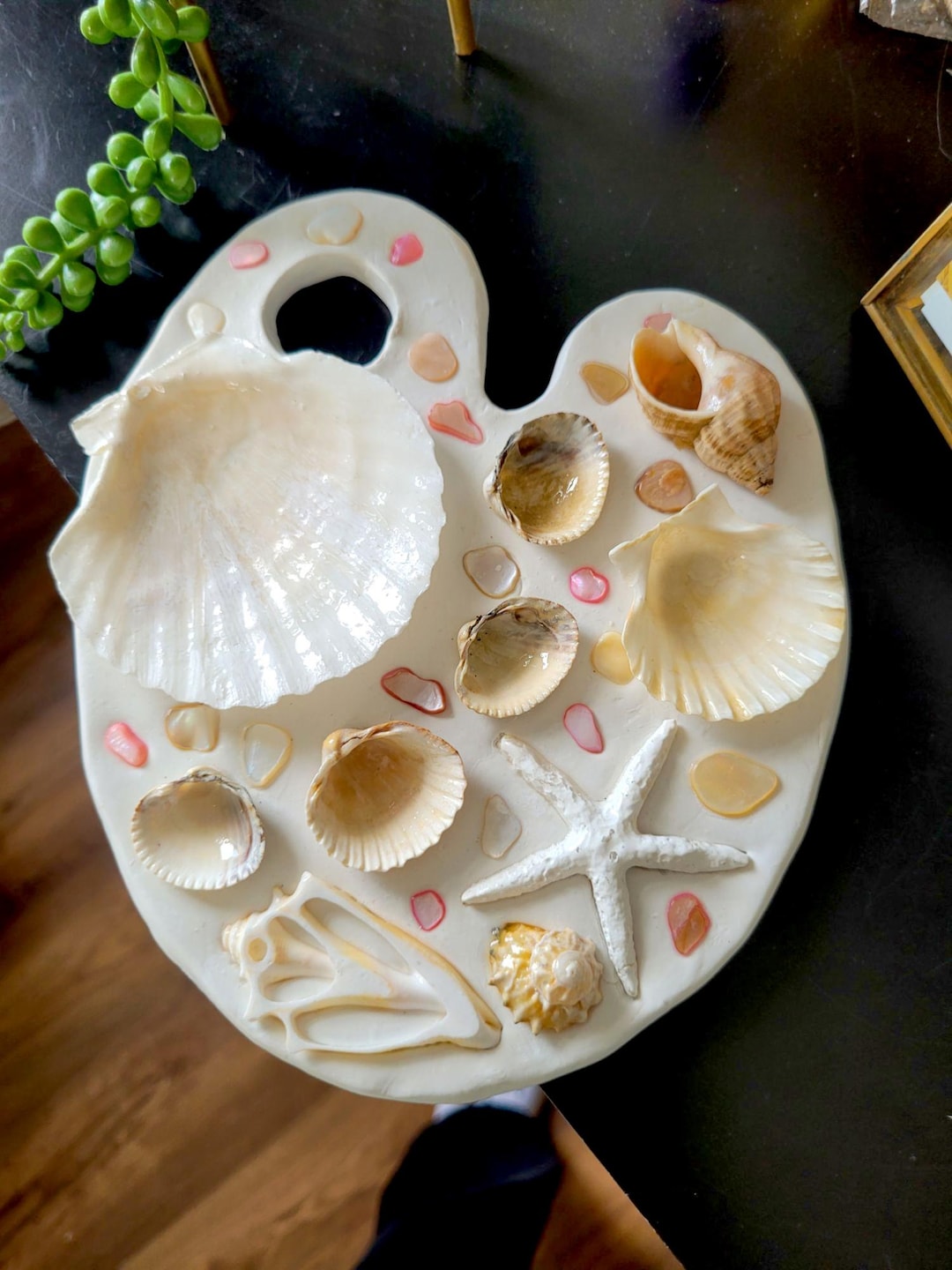 Seashell Paint Palette | Mermaid Artist Mixing Tray, Handmade Mosaic ...