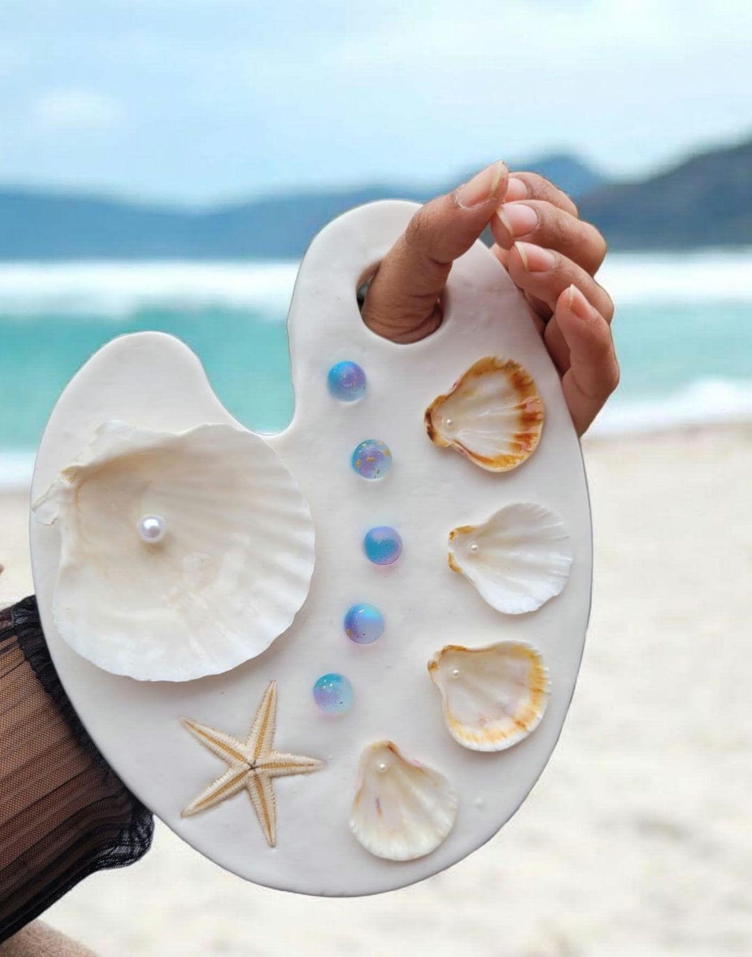 Seashell Paint Palette for Watercolor, Mermaid Art Palette, Mosaic ...