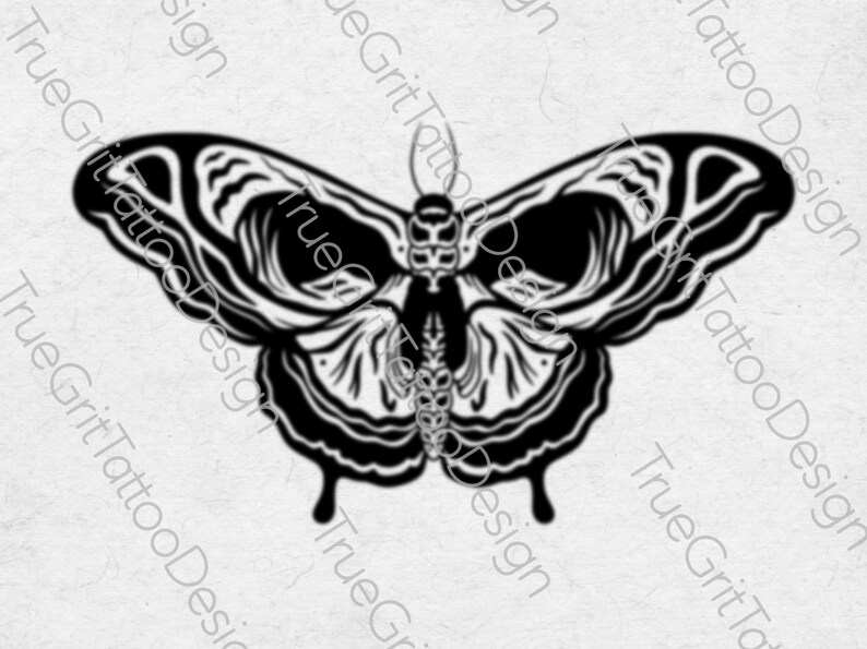 Skull Moth Tattoo Flash - Etsy