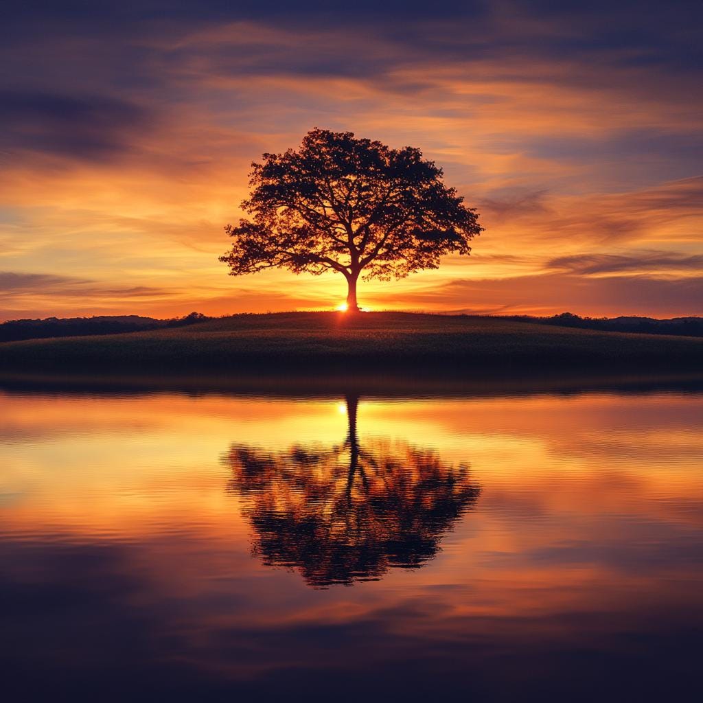 24 Sunset Tree Clipart, Tree Reflection Clipart, Nature Scene Clipart ...