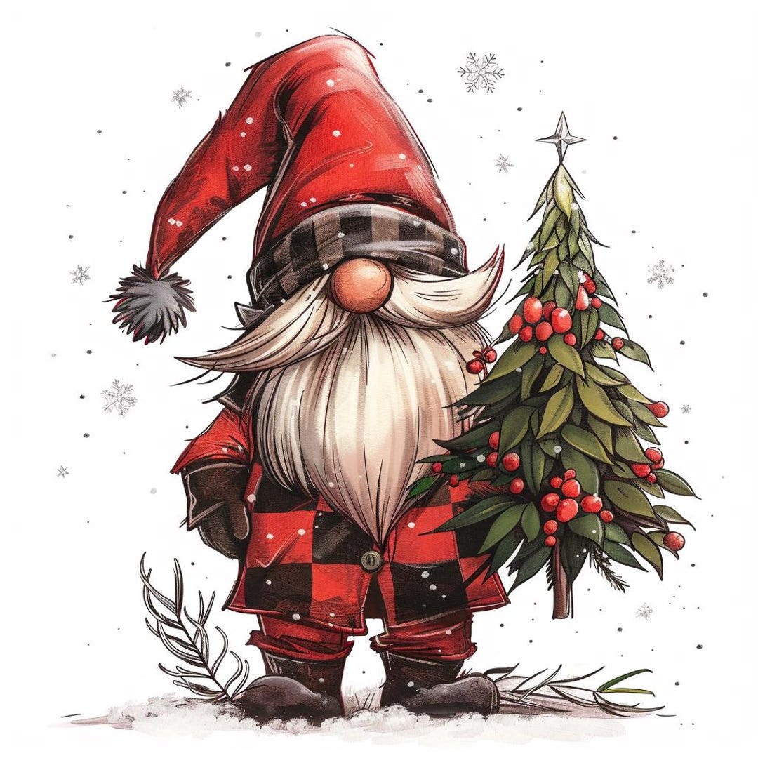 24 Christmas Gnome Clipart Holiday Decoration Scandinavian Art Winter ...