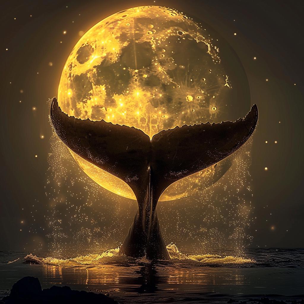 24 Whimsical Whale Tail Moon Clipart, Majestic Ocean Night Art ...