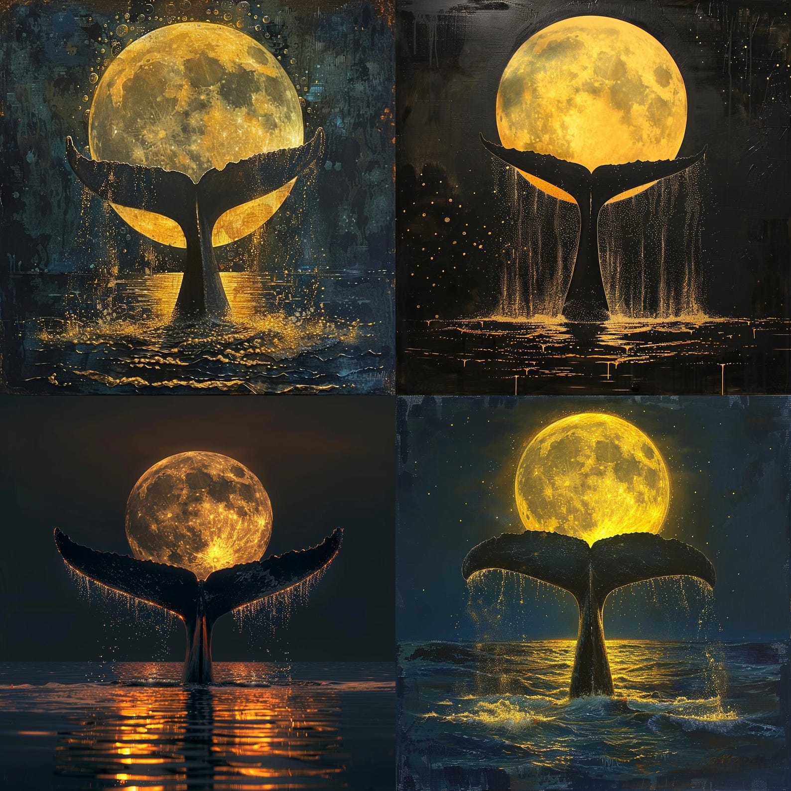 24 Whimsical Whale Tail Moon Clipart, Majestic Ocean Night Art ...