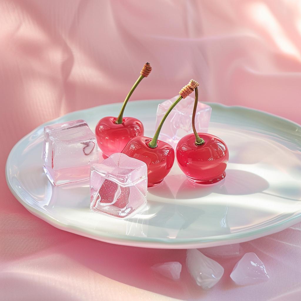 24 Pink Cherry Ice Cube Clipart, Food Themed Digital Download, Summer ...