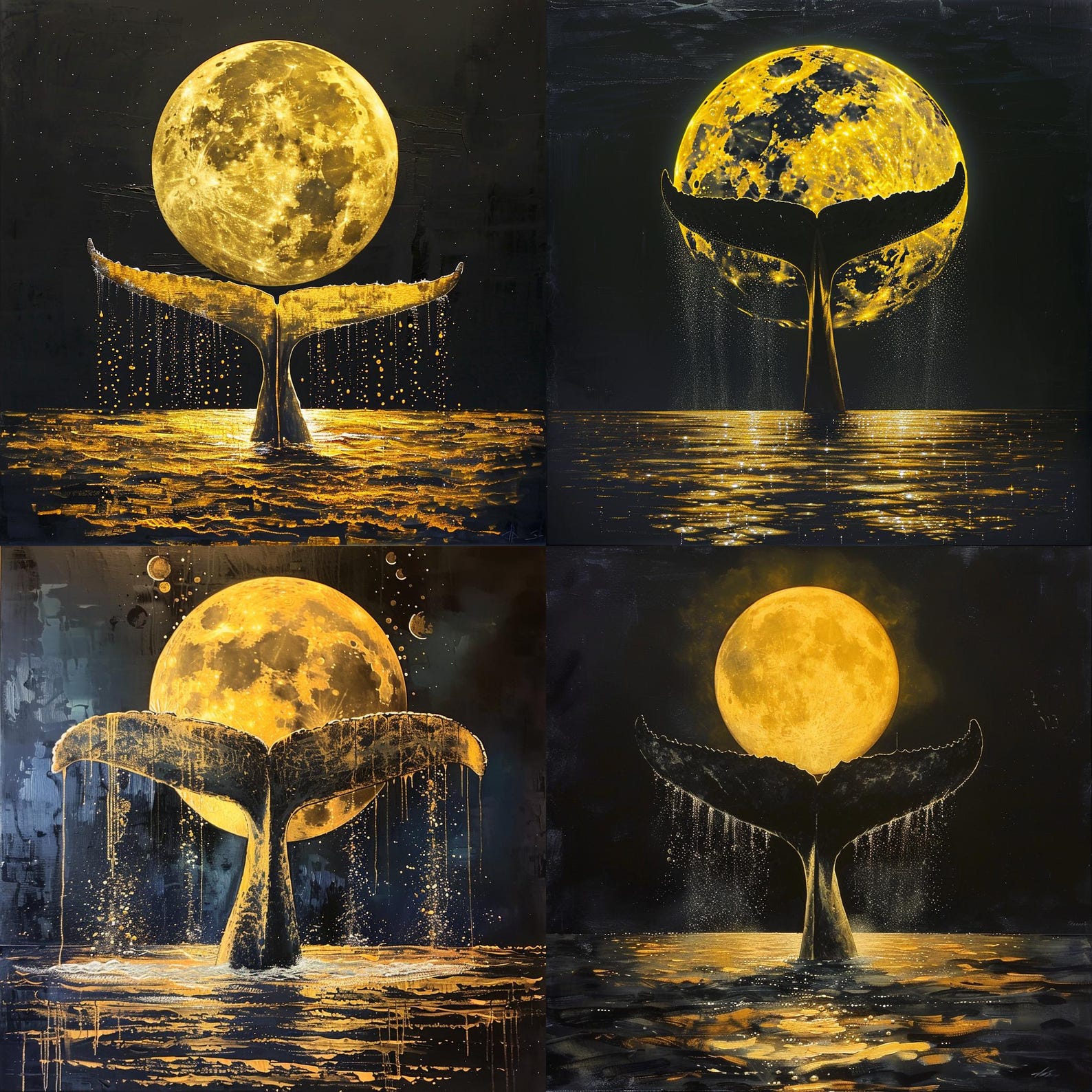 24 Whimsical Whale Tail Moon Clipart, Majestic Ocean Night Art ...