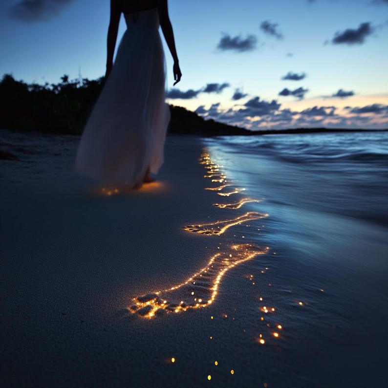 24 Mystical Beach Walk Clipart, Glowing Footprints Clip Art, Fantasy ...