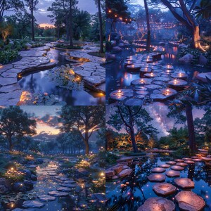 24 Fairy Tale River Clipart, Magical Night Scene Digital Download ...