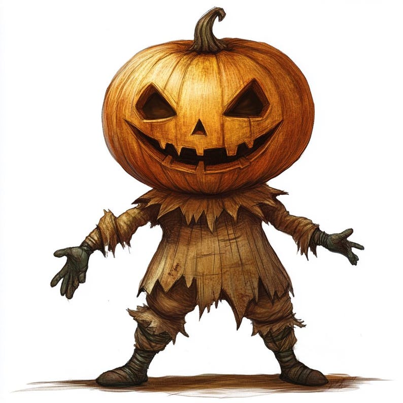 24 Spooky Pumpkin Clipart, Halloween Jack O Lantern Clip Art, Creepy ...