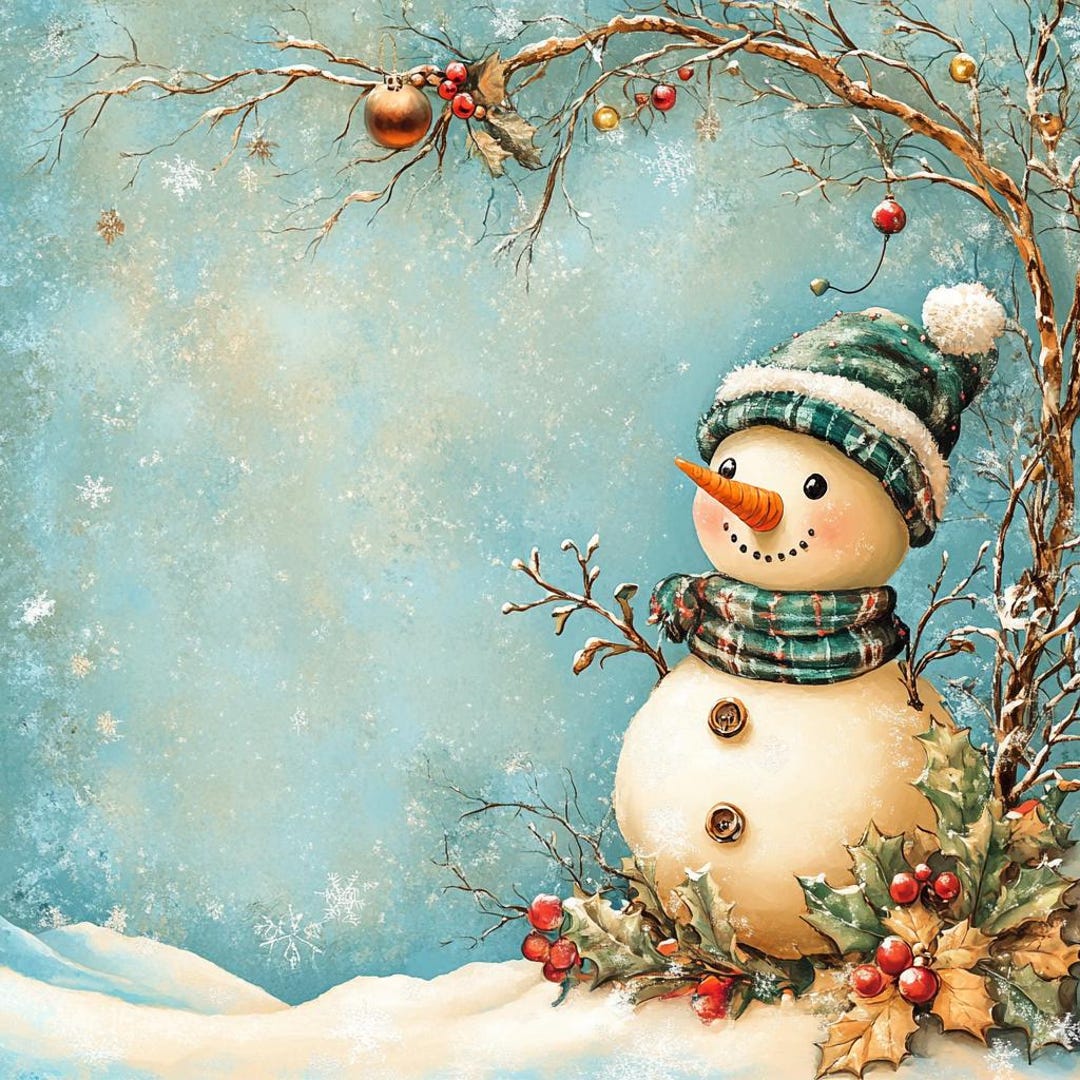24 Christmas Snowman Clipart, Holiday Winter Decoration, Festive ...