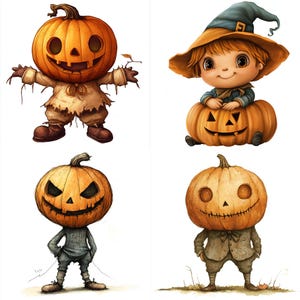 24 Spooky Pumpkin Clipart, Halloween Jack O Lantern Clip Art, Creepy ...
