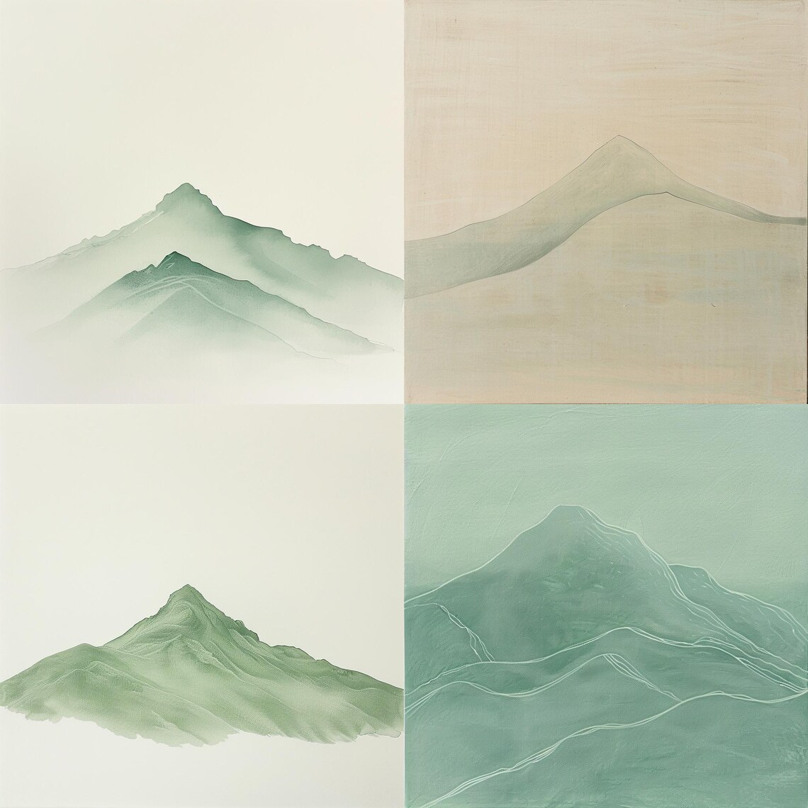 24 Green Abstract Mountain Clipart, Modern Nature Artwork Download ...