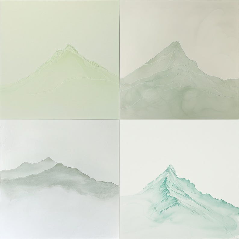 24 Green Abstract Mountain Clipart, Modern Nature Artwork Download ...