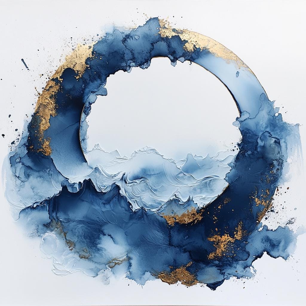 24 Blue Circular Ink Art Clipart, Abstract Blue and Gold Clip Art ...
