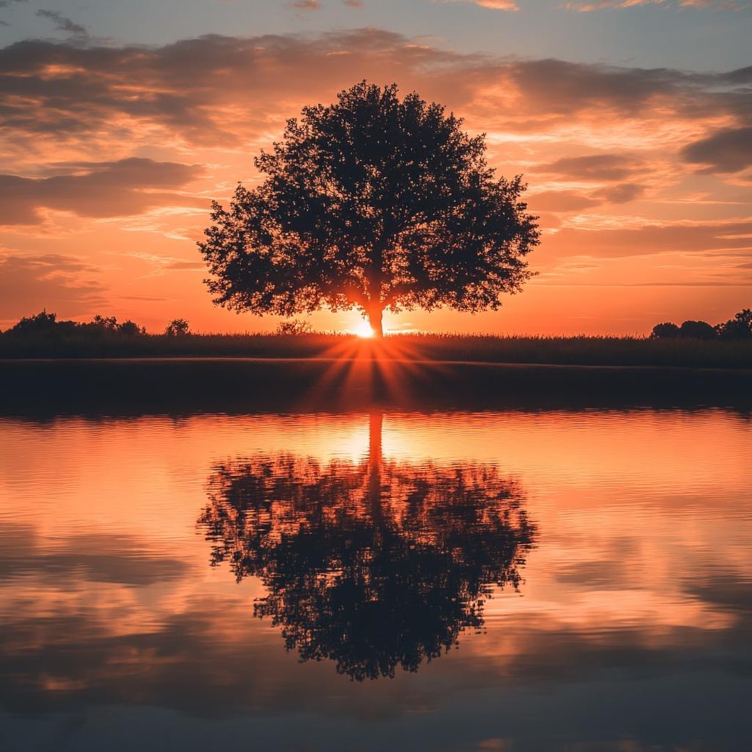 24 Sunset Tree Clipart, Tree Reflection Clipart, Nature Scene Clipart ...