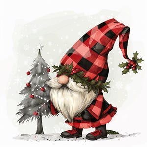 24 Christmas Gnome Clipart Holiday Decoration Scandinavian Art Winter ...