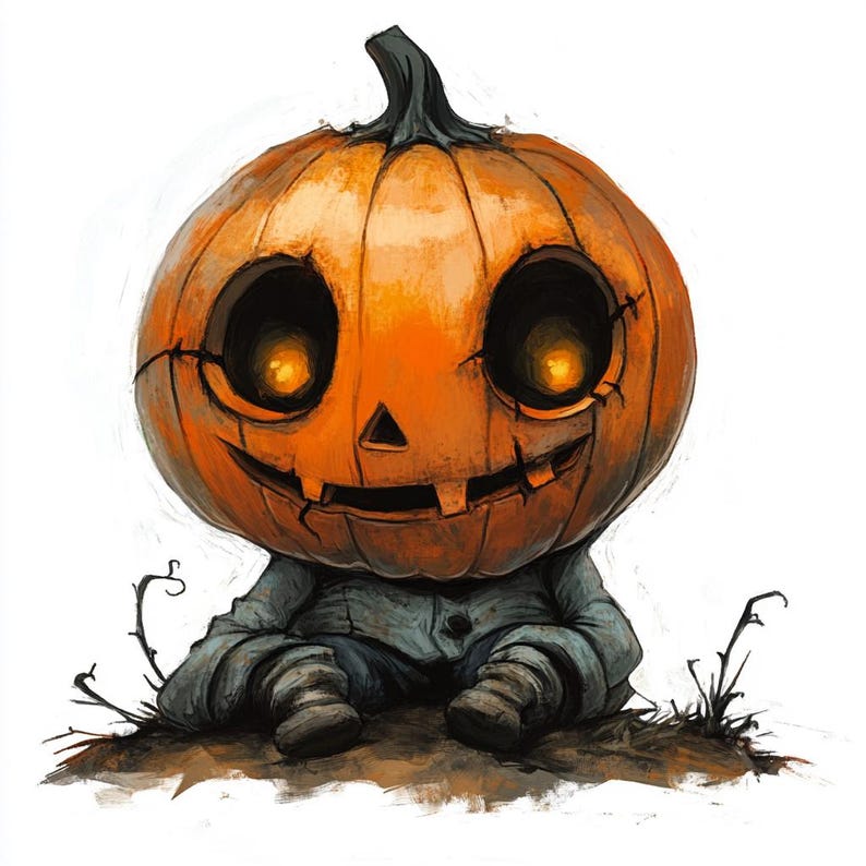 24 Spooky Pumpkin Clipart, Halloween Jack O Lantern Clip Art, Creepy ...