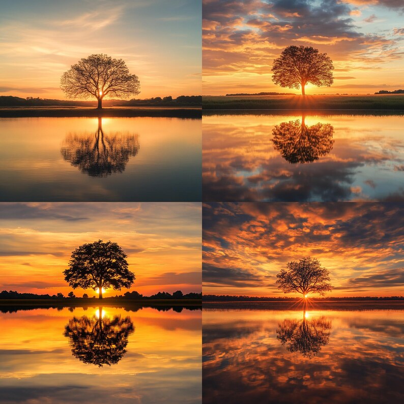 24 Sunset Tree Clipart, Tree Reflection Clipart, Nature Scene Clipart ...