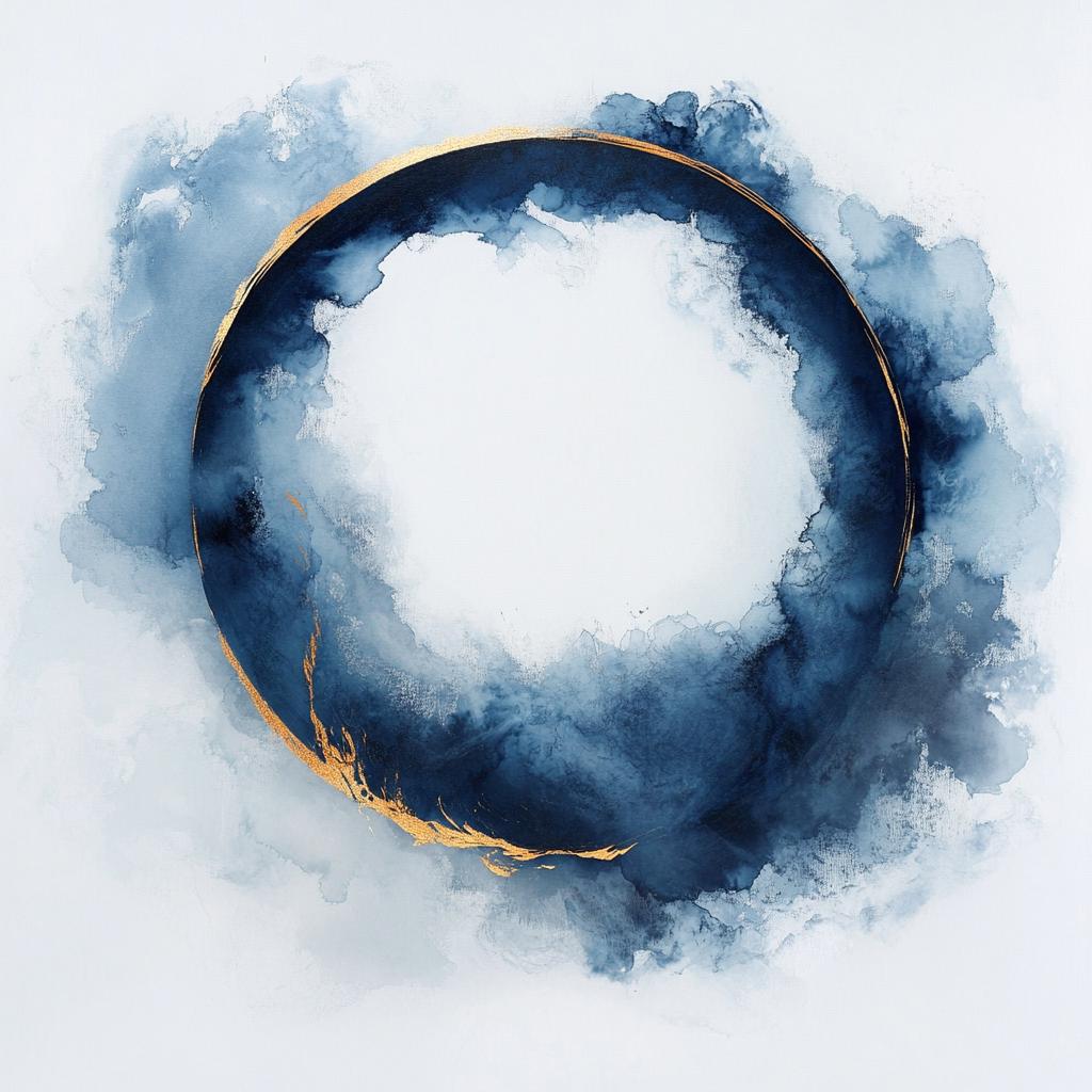 24 Blue Circular Ink Art Clipart, Abstract Blue and Gold Clip Art ...