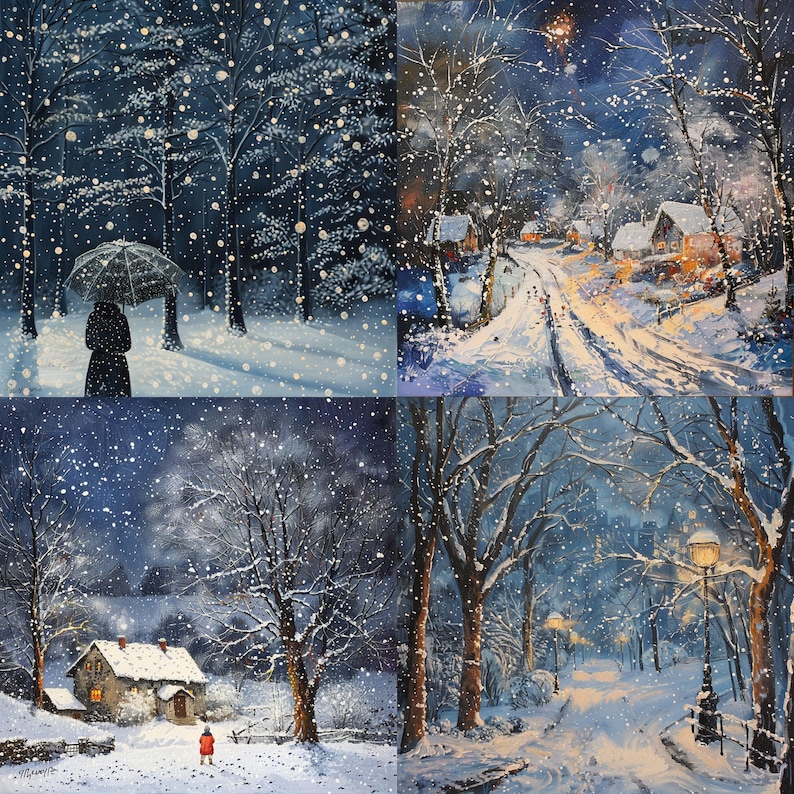 24 Winter Snowy Forest Clipart, Girl in Winter Coat Walking, Snowfall ...