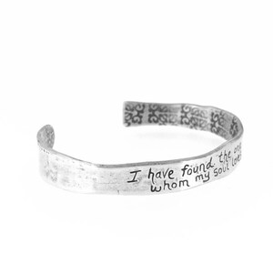 Sterling Silver Quote Cuff . Song of Solomon the One Whom My Soul Loves ...