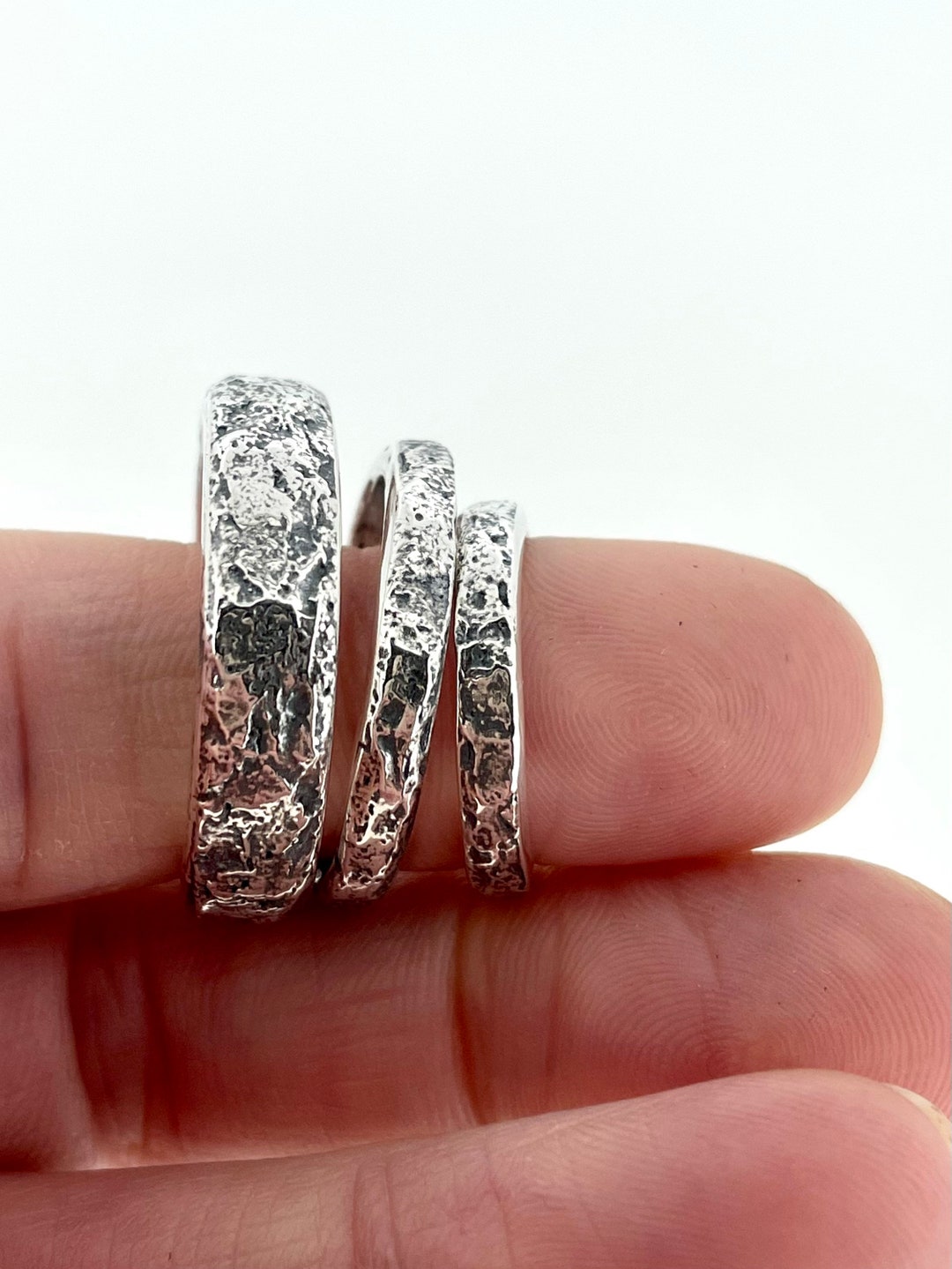 Rustic Sterling Silver Wedding Band Ring . River Rock Wedding Ring With ...