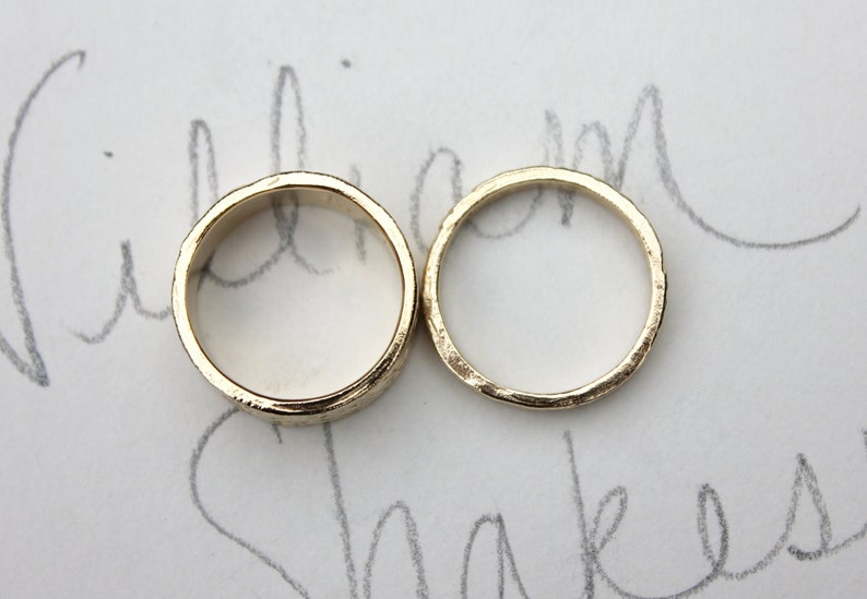 14k yellow white or rose gold wedding ring set with engraved | Etsy