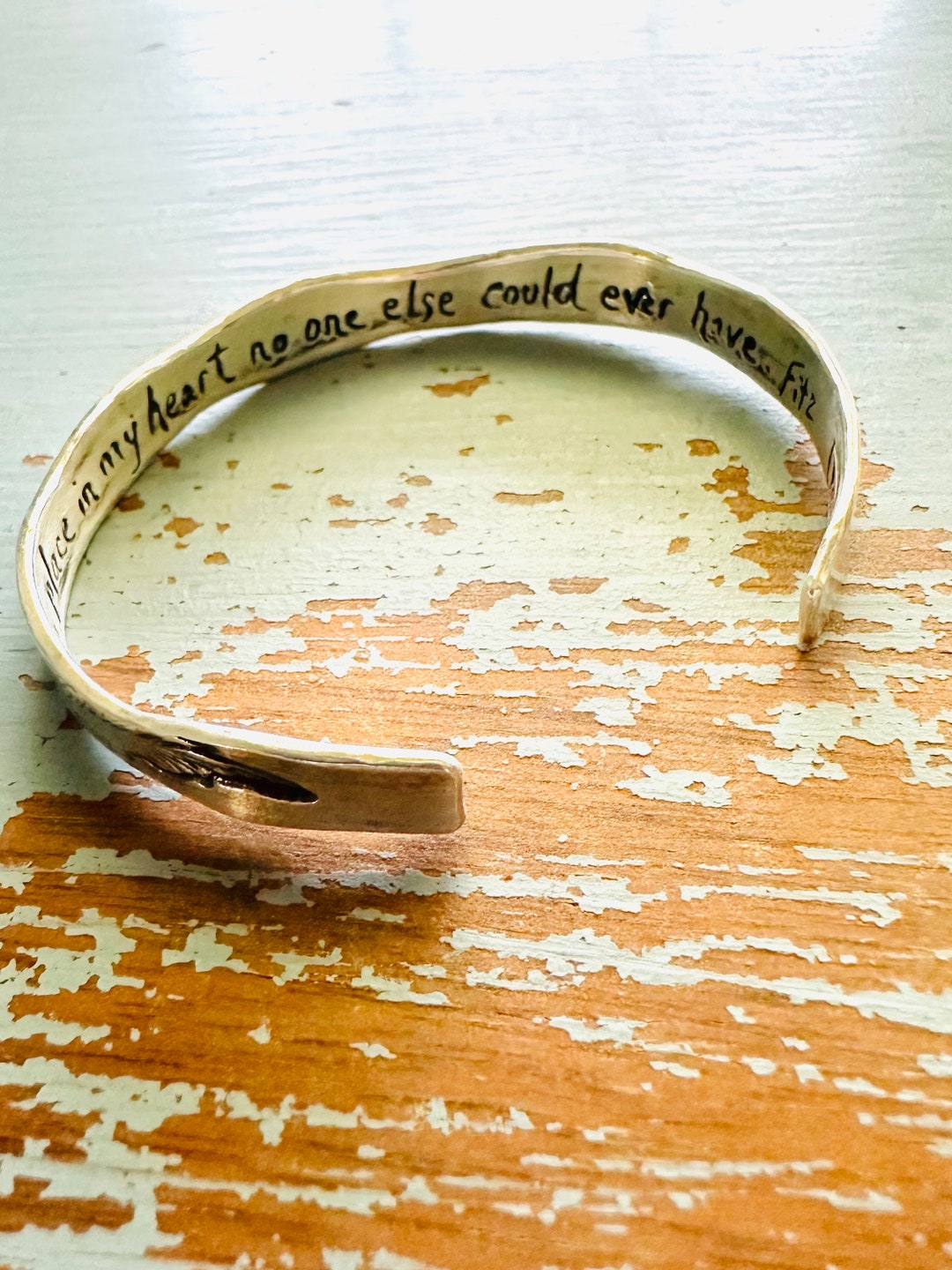 Sterling Silver Engraved Feather Fitzgerald Love Quote Cuff ...