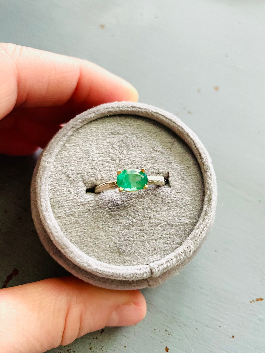 Simple Emerald Engagement Ring Handcrafted by Peacesofindigo . Ready to ...