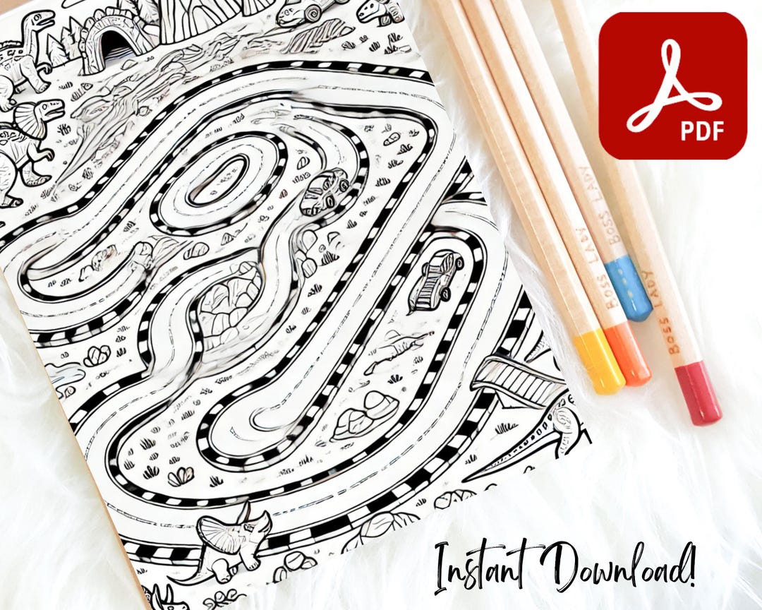 Printable Race Track Coloring Posters for Kids, 10 Giant Printable ...