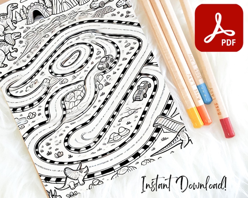 Printable Race Track Coloring Posters for Kids, 10 Giant Printable ...