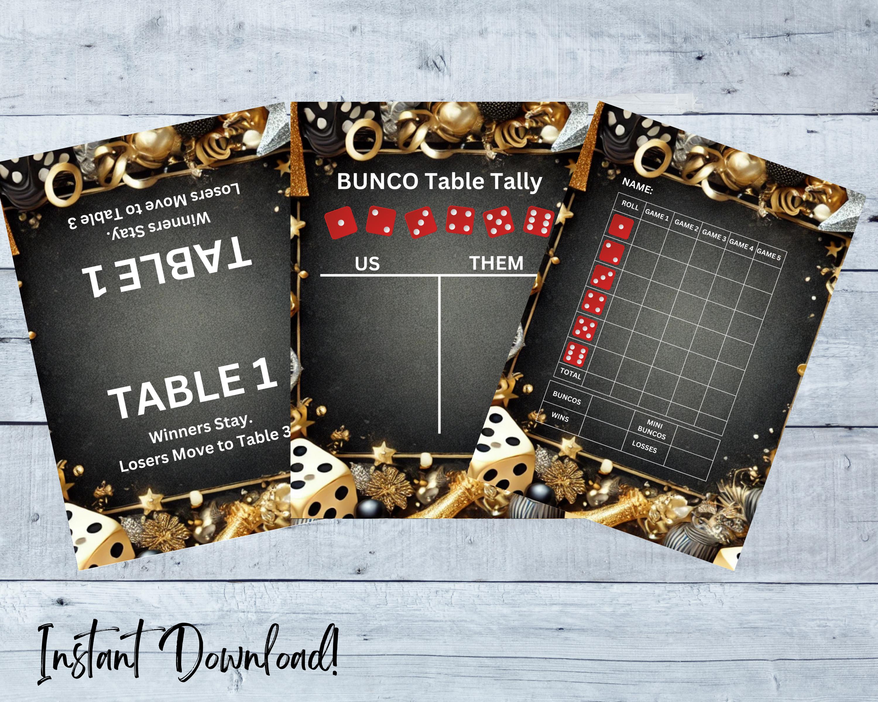 Printable New Years Eve Bunco Score Sheets Tally Sheet Table Cards ...