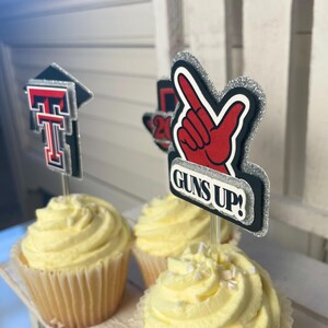 Texas Tech Cupcake Toppers – Red Raiders Party Decor – TTU Game Day ...