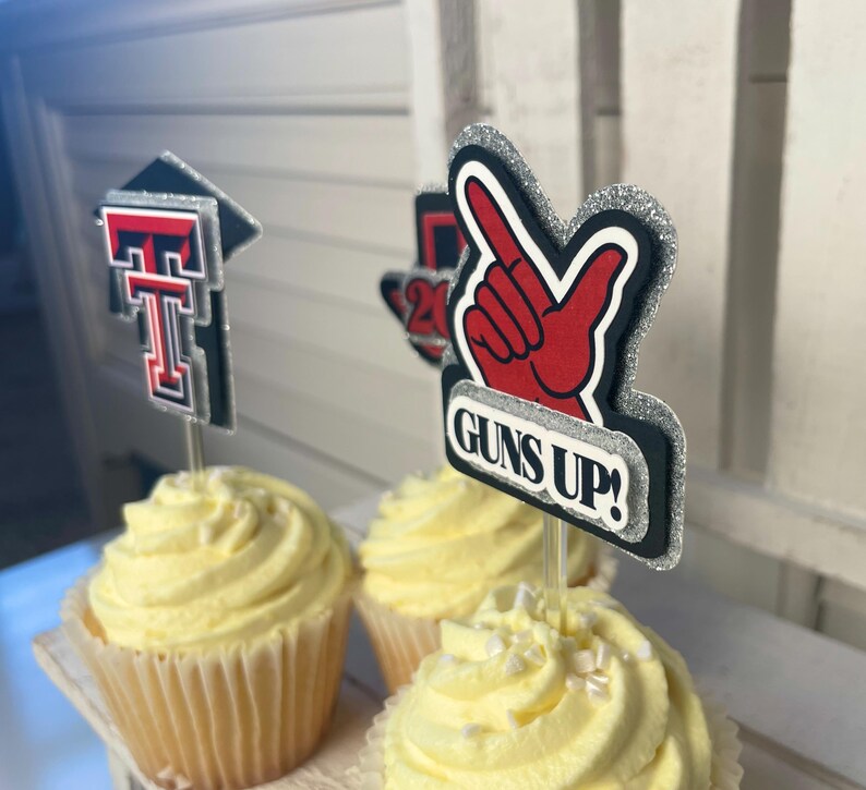 Texas Tech Cupcake Toppers – Red Raiders Party Decor – TTU Game Day ...