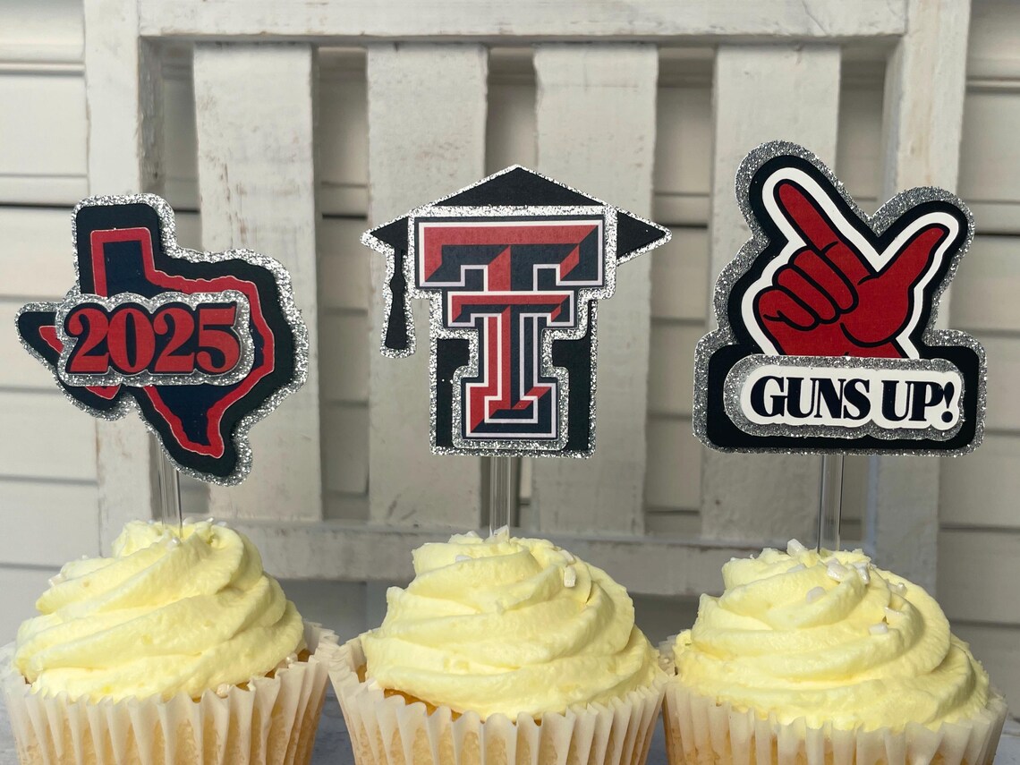 Texas Tech Cupcake Toppers – Red Raiders Party Decor – TTU Game Day ...