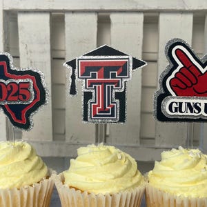 Texas Tech Cupcake Toppers – Red Raiders Party Decor – TTU Game Day ...