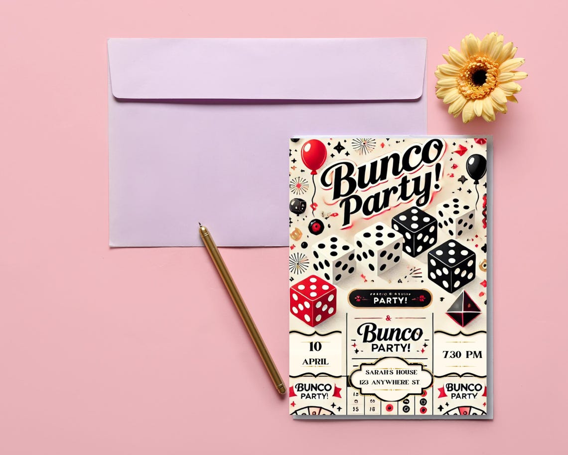 Editable Digital BUNCO Party Invitation Template | Customizable Dice ...