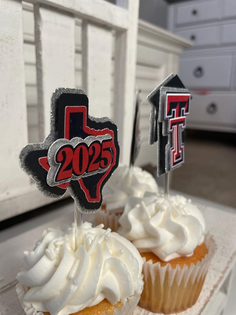 Texas Tech Cupcake Toppers – Red Raiders Party Decor – TTU Game Day ...