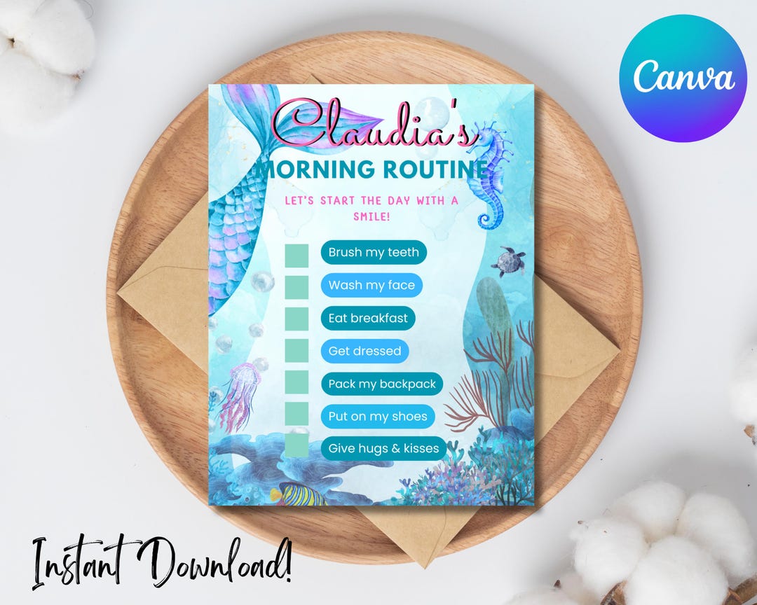 Editable Morning & Night Routine Charts for Kids – Unicorn, Mermaid ...