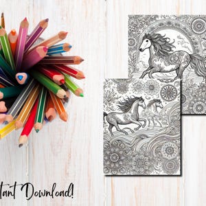 Mindfulness Horse-themed Adult Coloring Pages Relaxing Printable Art ...